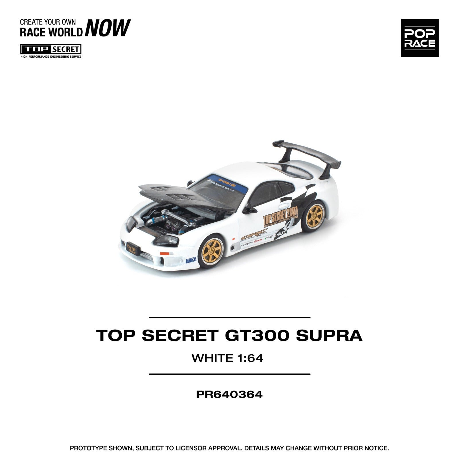 *Pre-Order* Pop Race Top Secret GT300 Supra - White – Mini Toy Sensei